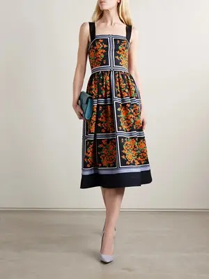 Carolina Herrera Printed Faille Midi Dress