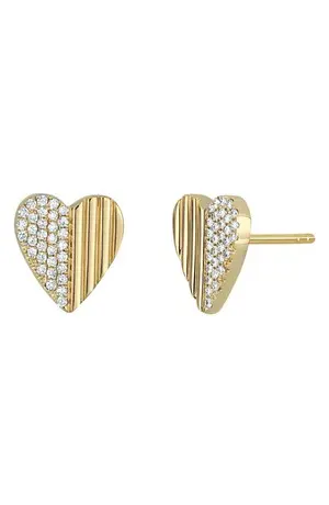 Bony Levy Diamond Heart Stud Earrings - 18k Yellow Gold
