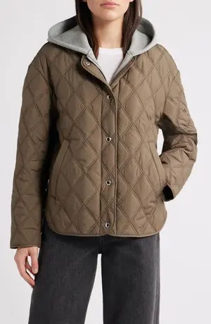 Sam Edelman Hooded Quilted Jacket - Sage
