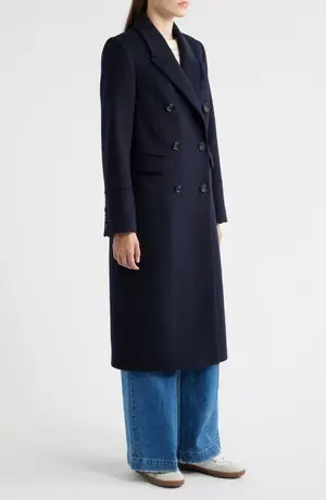 Sam Edelman Double-breasted Wool Blend Military Coat - Navy
