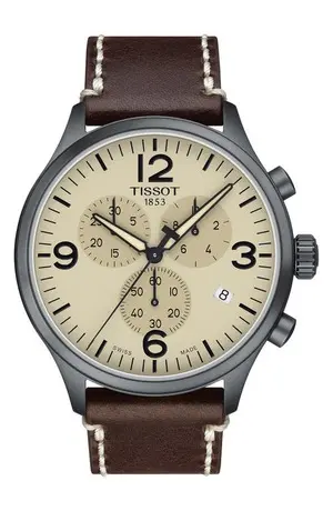 TISSOT Chrono Xl Leather Strap Watch - Beige