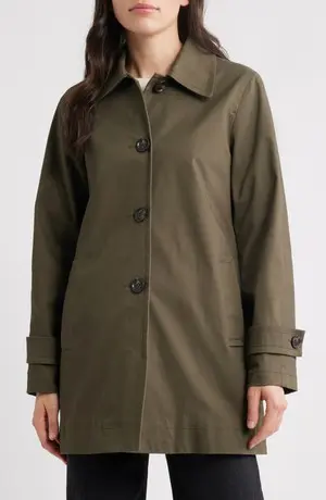 Sam Edelman Water Repellent A-line Rain Jacket - Loden