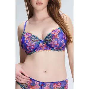 SAVAGE X FENTY Sunchaser Lace Unlined Plunge Bra - Rendezvous Blue