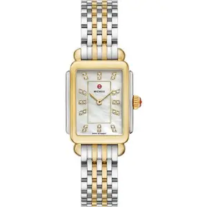 Michele Deco Diamond And Gold Plated Bracelet Watch - Two Tone