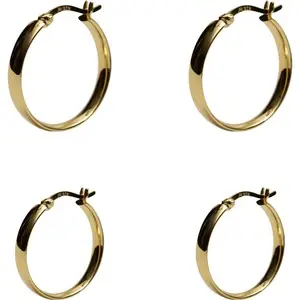 Argento Vivo Sterling Flat Edge Hoop Earrings Set - Gold