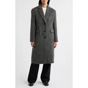 Michael Kors Fitted Longline Coat - Med Grey Heather