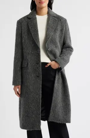 Michael Kors Fitted Longline Coat - Med Grey Heather