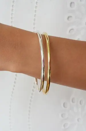Argento Vivo Two-tone Twisted Bangle Set