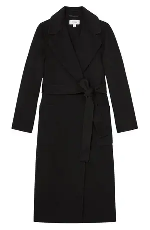 REISS Double-breasted Wool-blend Coat - Black