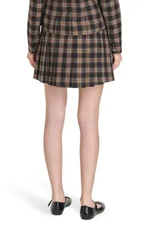 WAYF Plaid Pleated Mini Skirt