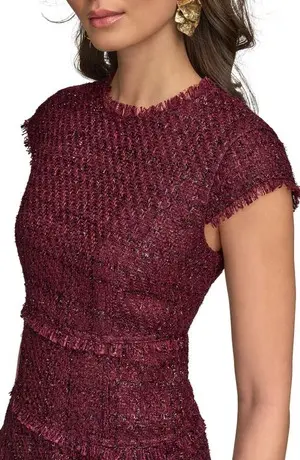 Donna Karan New York Metallic Tweed Midi Dress In Berry - 40% Off |  Editorialist