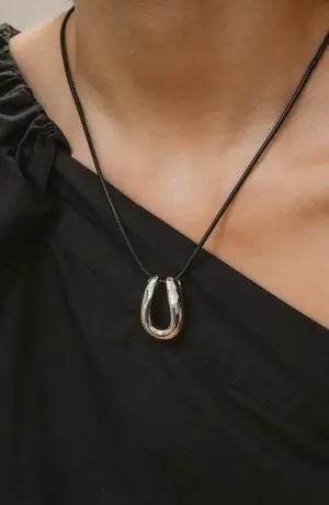 Argento Vivo Serena Horseshoe Pendant Cord Necklace - Silver