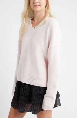 Bp. Oversized V-neck Sweater - Pink Primrose