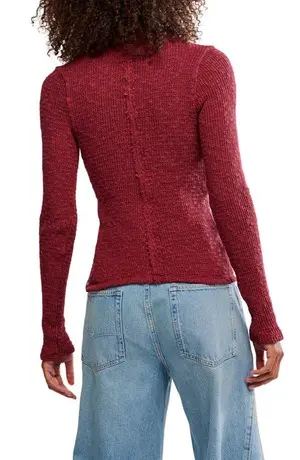 Free People Ribbed Cotton-blend Cardigan - Cabernet