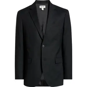 OPEN EDIT Slim Fit Solid Linen Blend Sport Coat - Black