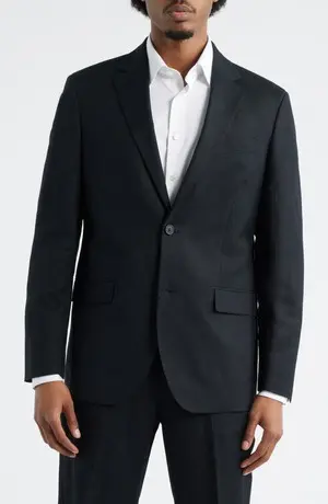 OPEN EDIT Slim Fit Solid Linen Blend Sport Coat