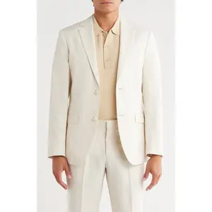 OPEN EDIT Slim Fit Solid Linen Blend Sport Coat Ivory Dove
