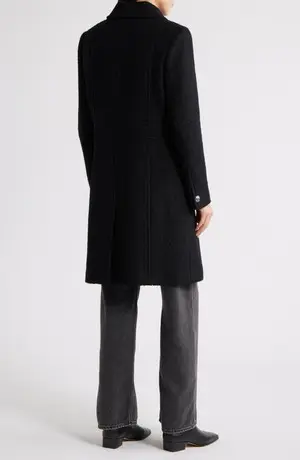 Sam Edelman Bouclé Longline Coat - Black