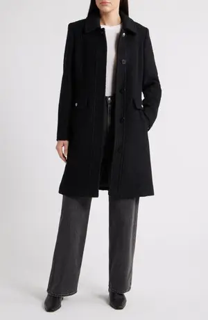 Sam Edelman Bouclé Longline Coat - Black
