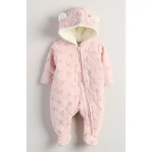 Nordstrom Hooded Quilted Fleece Lined Bunting - Pink Lotus Bows