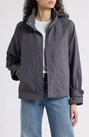 Bernardo Short Raincoat With Stowaway Hood