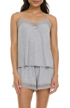 Flora Nikrooz Maven Lace Trim Jersey Short Pajamas Heather Gray