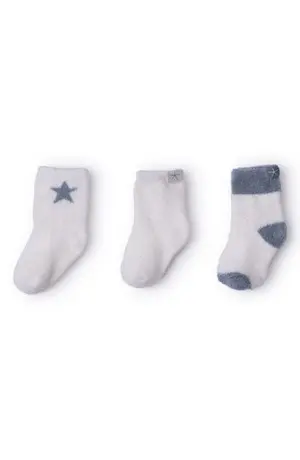 Barefoot Dreams CozyChic Lite 3-Pack Sock Set Blue Dusk/pearl