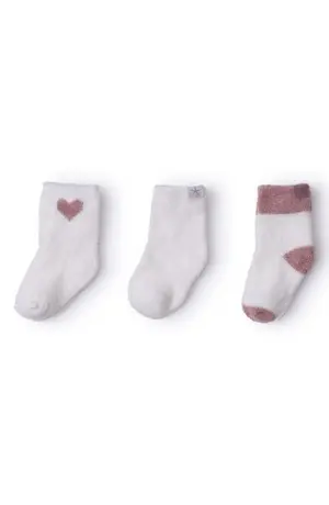 Barefoot Dreams Cozychic Lite 3-pack Sock Set - Rose Quartz/pearl