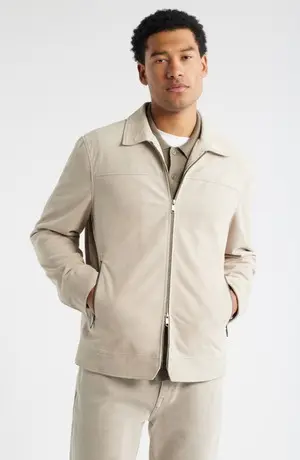 Nordstrom Suede Zip-front Jacket - Grey Feather