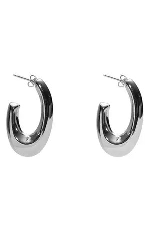 Argento Vivo Oval Hook Hoop Earrings - Silver