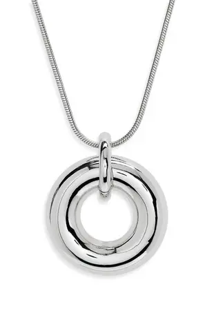 Nordstrom Circle Pendant Long Necklace - Silver