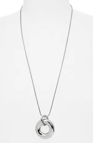 Nordstrom Circle Pendant Long Necklace - Silver