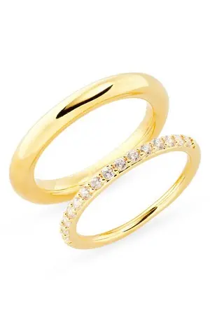 Nordstrom Set Of Two Rings - 14k Gold Plated