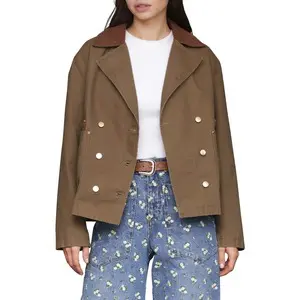 Avec Les Filles Cotton Twill Heritage Pea Coat