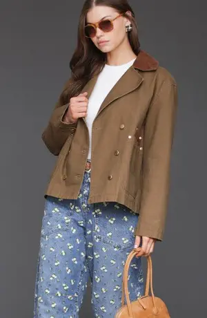 Avec Les Filles Cotton Twill Heritage Pea Coat