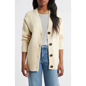 Madewell Oversized Cotton Cardigan - Blanched Almond