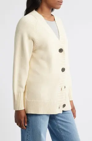 Madewell Oversized Cotton Cardigan - Blanched Almond