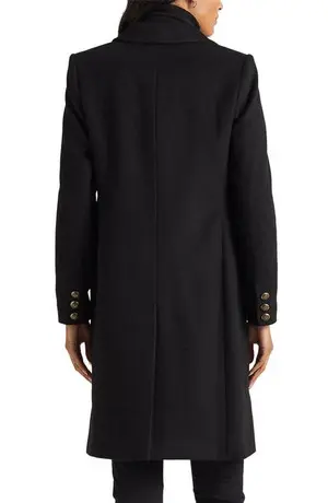 Ralph Lauren Crest Patch Wool-blend Reefer Coat - Black