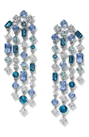 Nadri Sunshower Crystal Cascade Drop Earrings - Rhodium/blue