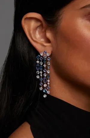 Nadri Sunshower Crystal Cascade Drop Earrings - Rhodium/blue
