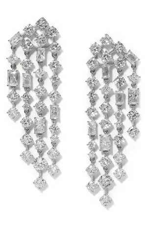 Nadri Sunshower Crystal Cascade Drop Earrings - Rhodium/clear