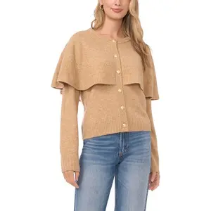Vince Camuto Cape Detail Cardigan - Latte Heather
