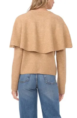 Vince Camuto Cape Detail Cardigan - Latte Heather