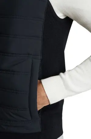 REISS William Mixed Media Vest - Navy