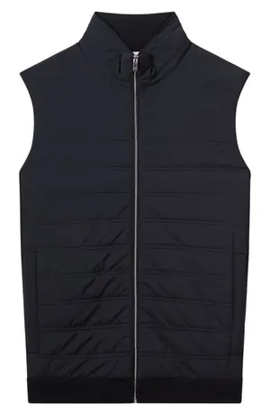 REISS William Mixed Media Vest - Navy