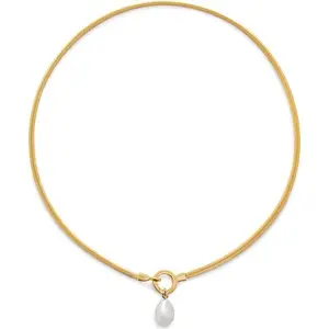 Monica Vinader Nura Pearl Pendant Snake Chain Necklace - 18k Gold Vermeil /pearl