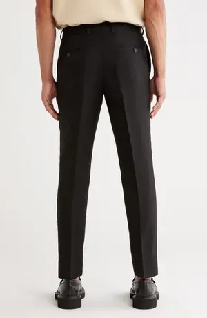 OPEN EDIT Linen Blend Tapered Pants - Black Caviar