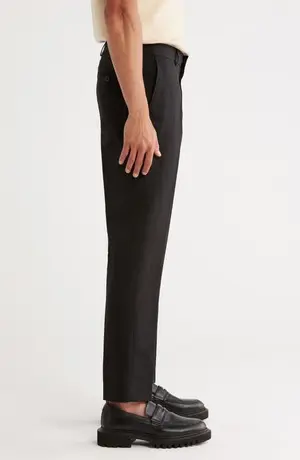 OPEN EDIT Linen Blend Tapered Pants - Black Caviar
