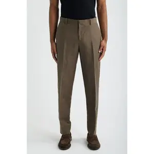 OPEN EDIT Linen Blend Tapered Pants - Brown Acorn