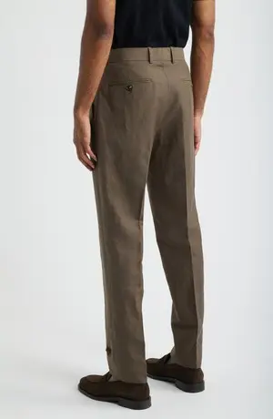 OPEN EDIT Linen Blend Tapered Pants - Brown Acorn